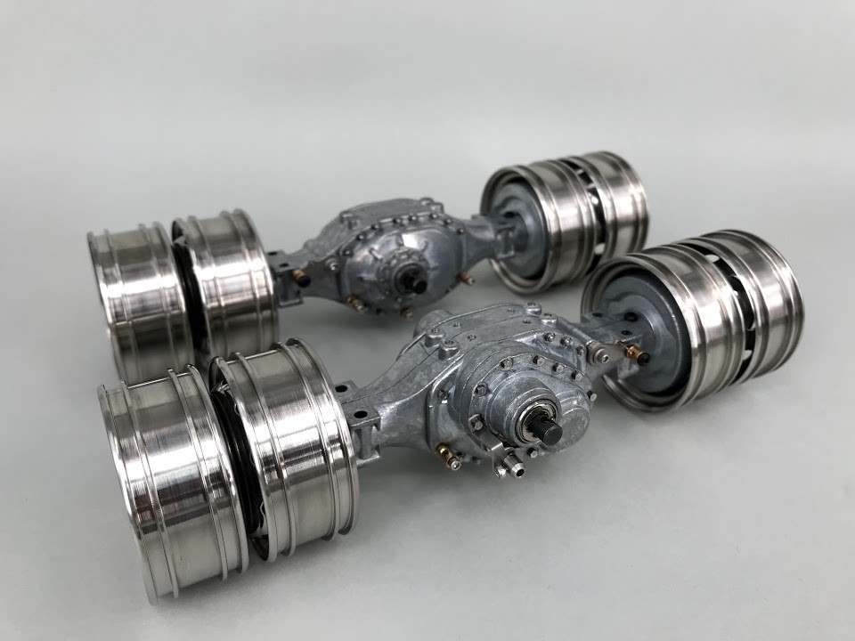 Metal Planetary Rear Axle Set w/Stainless Steel Wheels for Tamiya 1/14 ...