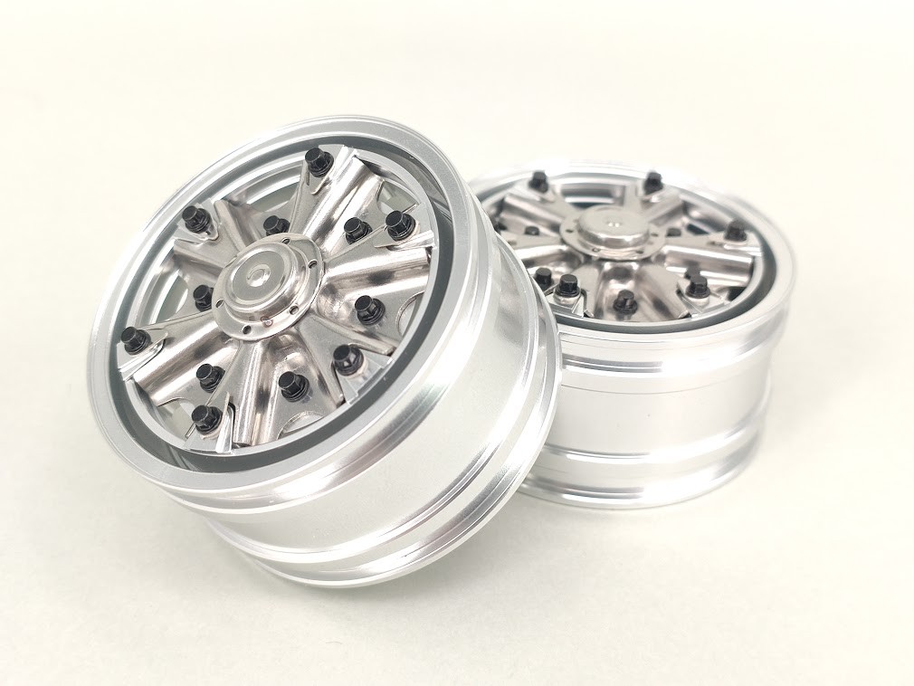Alum. CNC Wide Front Wheels w/Cover for Tamiya 1/14 King Hauler / Grand ...